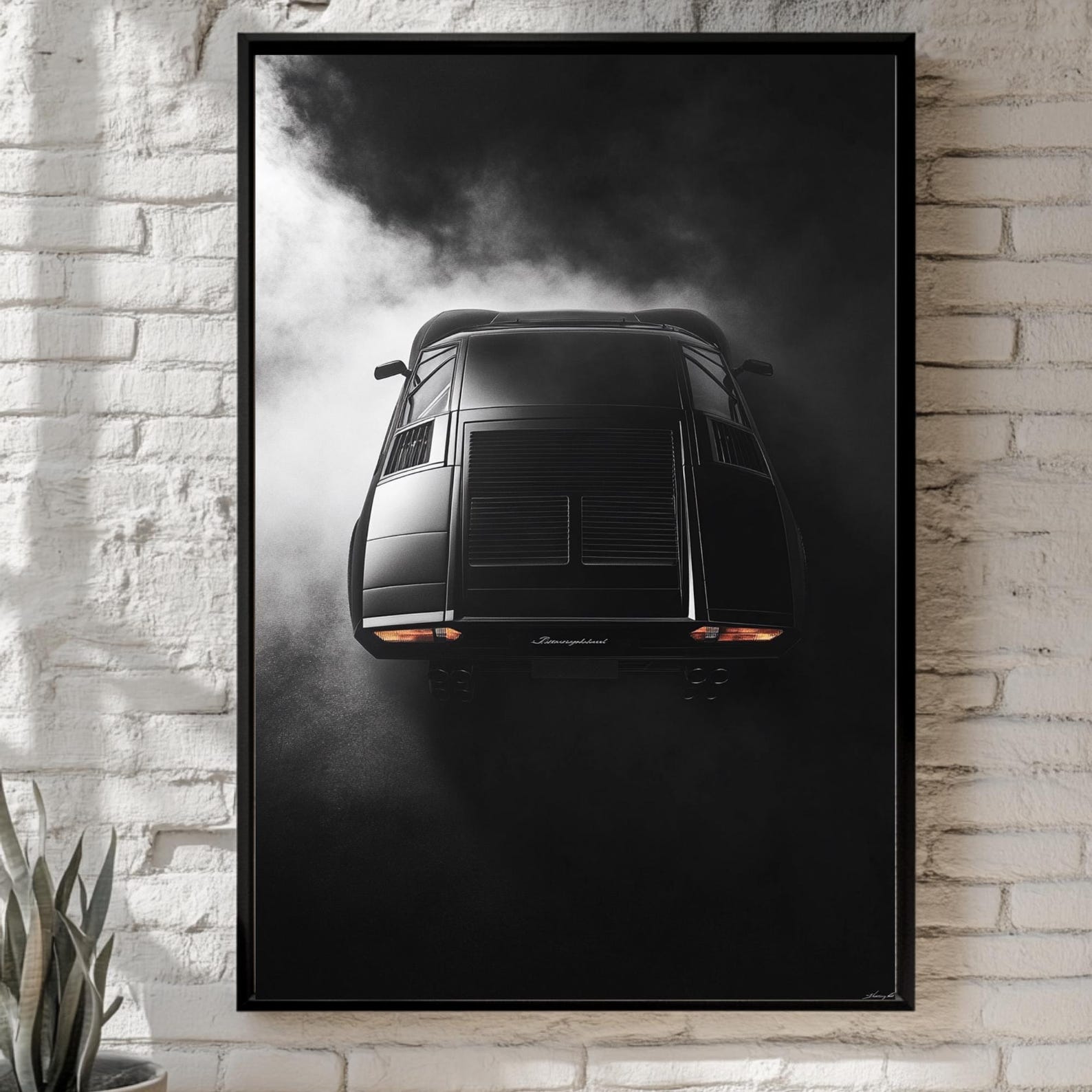 Black Lamborghini Countach Top-down Wall Art | Dramatic Lighting ...
