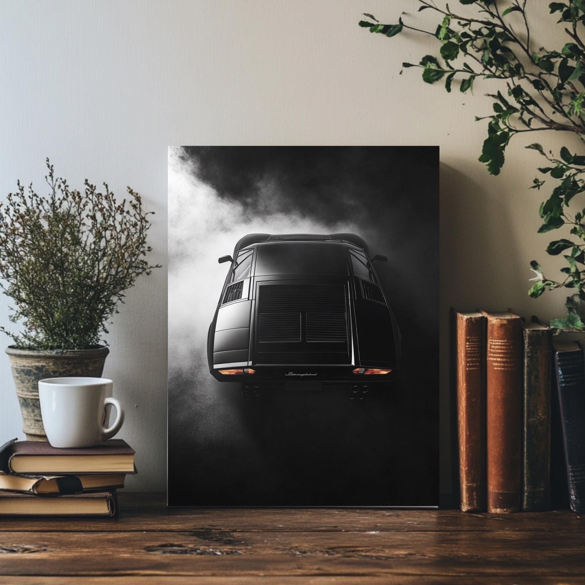 Black Lamborghini Countach Top-down Wall Art | Dramatic Lighting ...