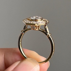 18K Solid Gold Bridal Ring, 2.0 CT Round Cut Moissanite Wedding Ring ...