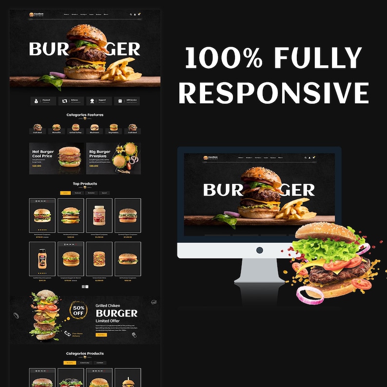 Burger Shopify Website | Burger Shopify Theme | Premium Burger Theme | Shopify Template for ...