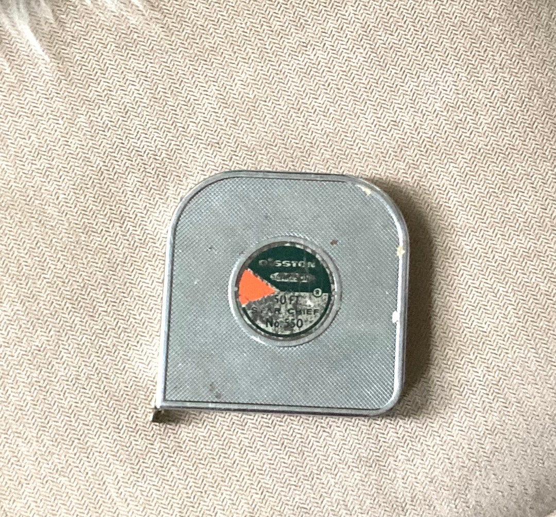 Vintage Tape Measure, Old Metal Carpenters Tool, Self Wind, Bisston 50 ...