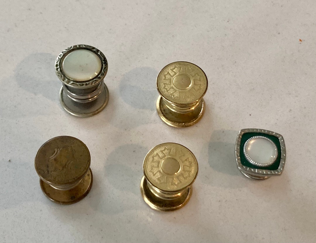 Mismatched Snap Cufflinks, Mother of Pearl, Gold, Silver, Men's Jewelry ...
