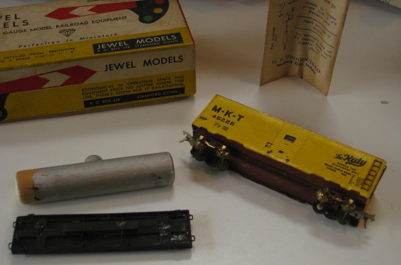 Vintage Train Car, Railroad Super Kit TT Gauge, Yellow White Wood Toy ...