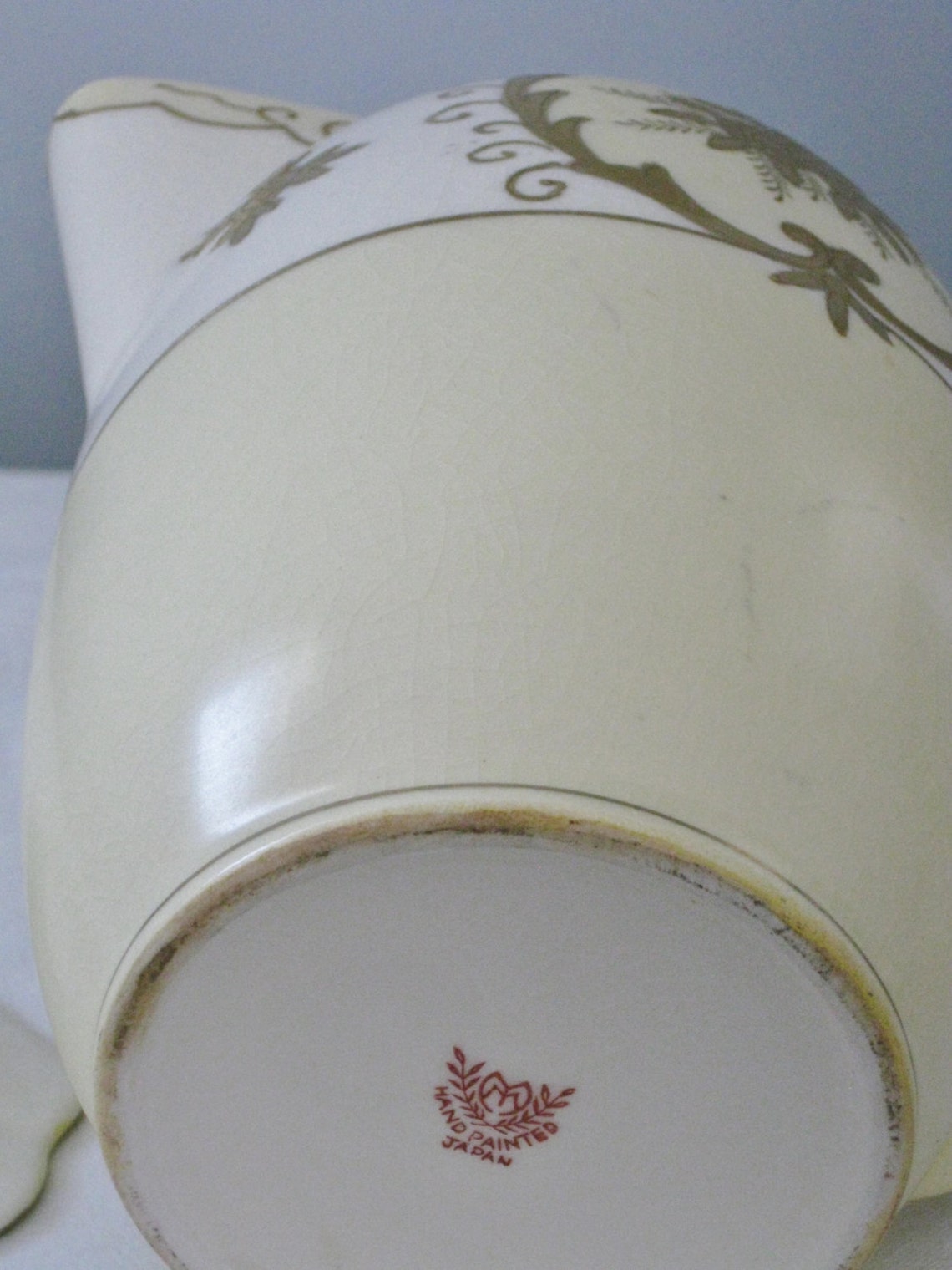 Antique Gold and White Pancake Pitcher Morimora Bros Ornate | Etsy