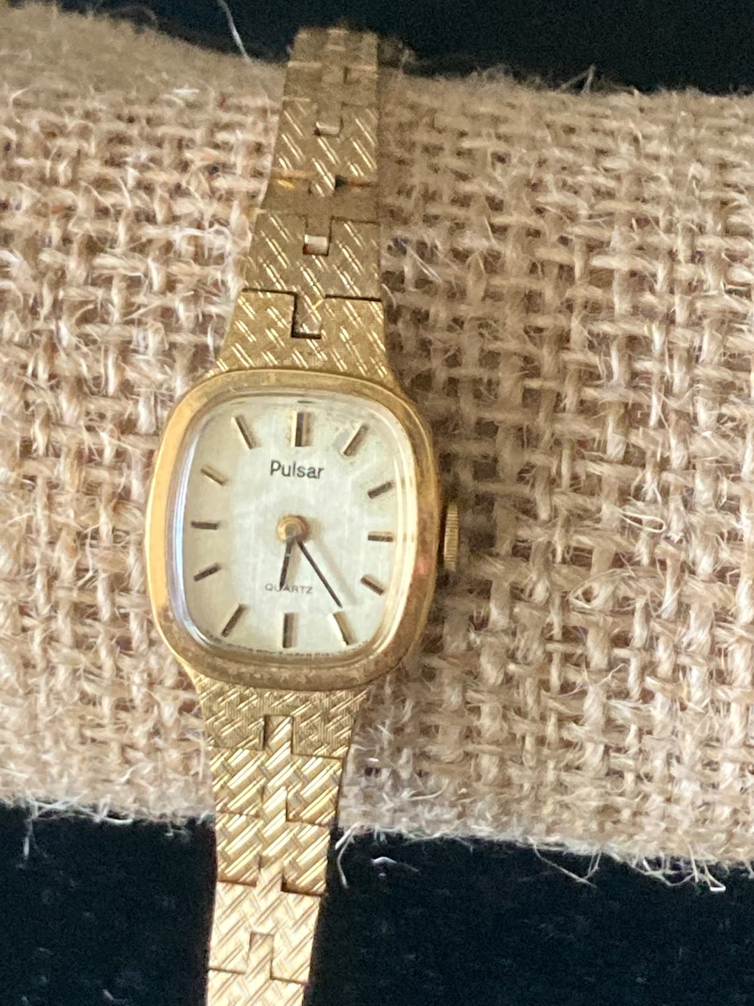 Ladies Pulsar Watch, Vintage Wristwatch, Gold Bracelet Band, Safety ...