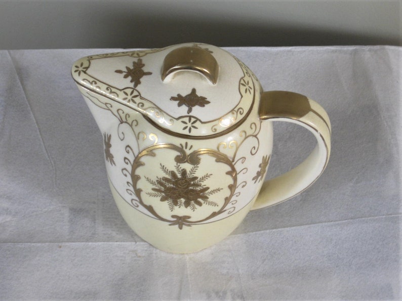 Antique Gold and White Pancake Pitcher Batter Jug Morimora - Etsy