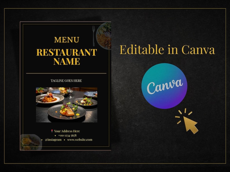 Restaurant Menu Canva Template | Editable A4 & US Letter Menu Design ...