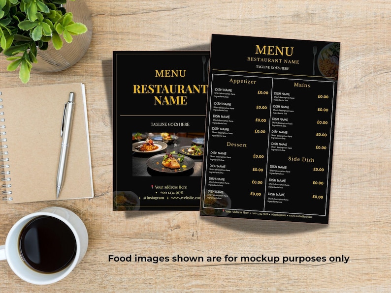 Restaurant Menu Canva Template | Editable A4 & US Letter Menu Design ...