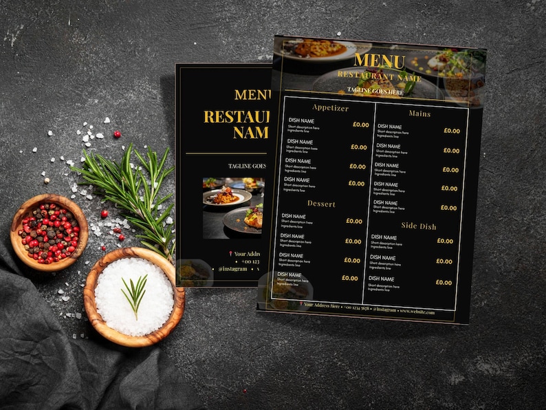 Restaurant Menu Canva Template | Editable A4 & US Letter Menu Design ...