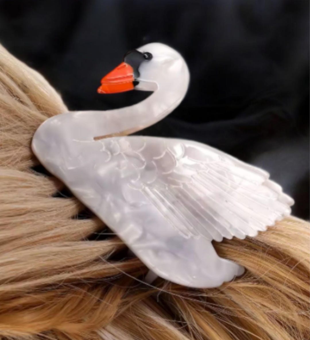 Elegant Swan Hair Claw Clip - Black-white Acrylic Hair Accessory ...