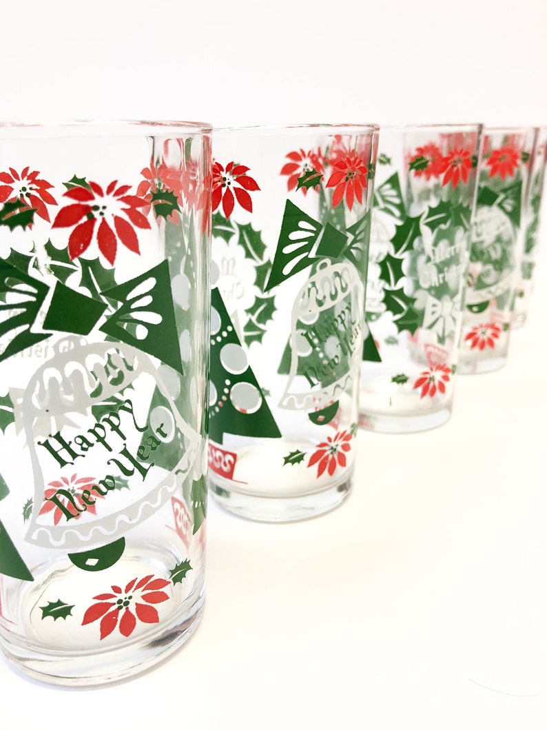 Mid Century Holiday Drinking Glasses Etsy