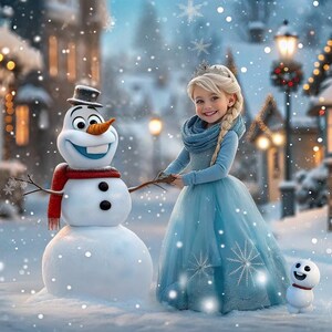 Frozen Digital Background, Christmas Snowman Backdrop, Frozen Princess ...