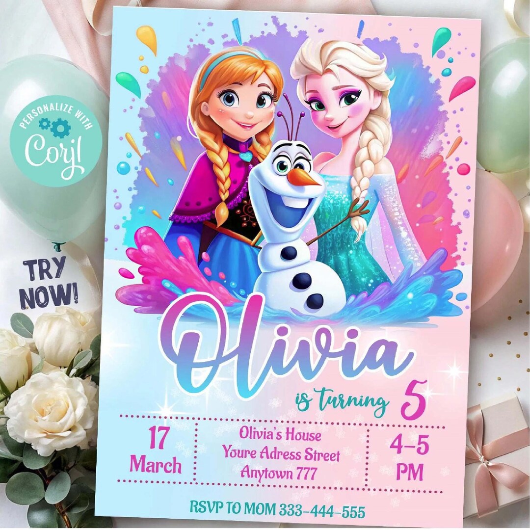 Frozen Elsa Party Invitation – Editable Winter Birthday Template ...