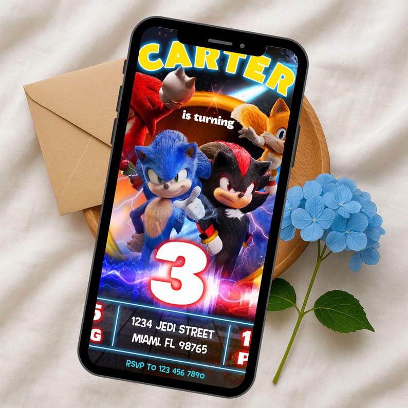 Sonic Invitation, Sonic the Hedgehog, Editable Invite Template ...