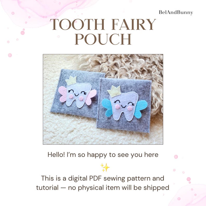 Felt Tooth Fairy Pouch Sewing Pattern: Easy DIY Project (PDF Tutorial ...