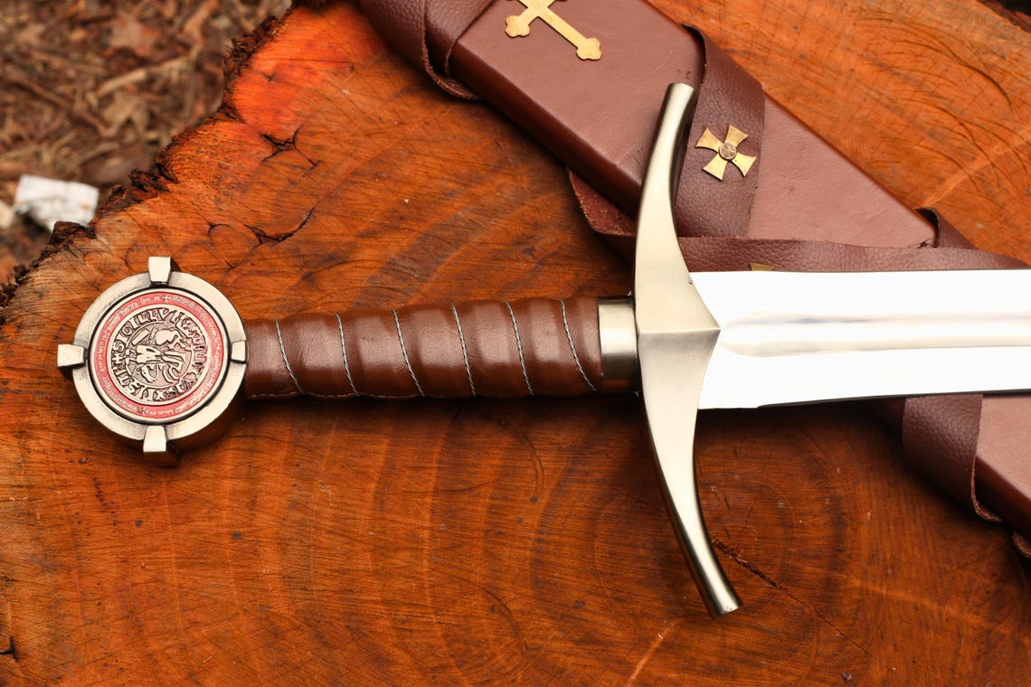 Hand Forged Knights Templar Sword - Medieval Crusader Replica With ...