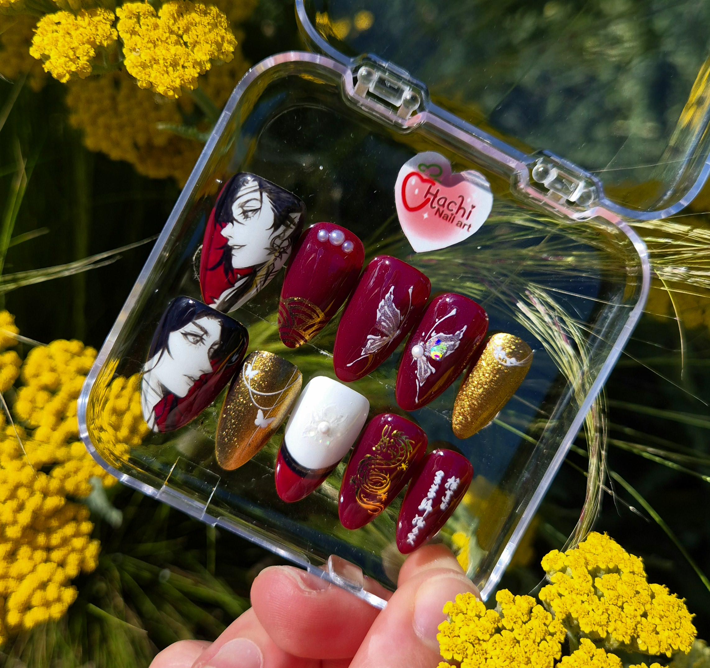 Handmade TGCF Press on Nails | Xie Lian & Hua Cheng, Manhua Gel Nails ...