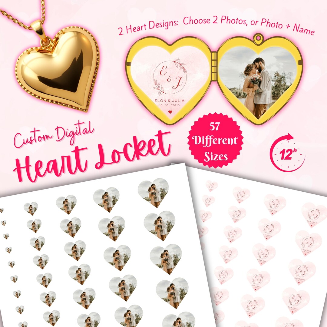 Custom Heart Locket Photo Print: Personalized Keepsake (digital ...