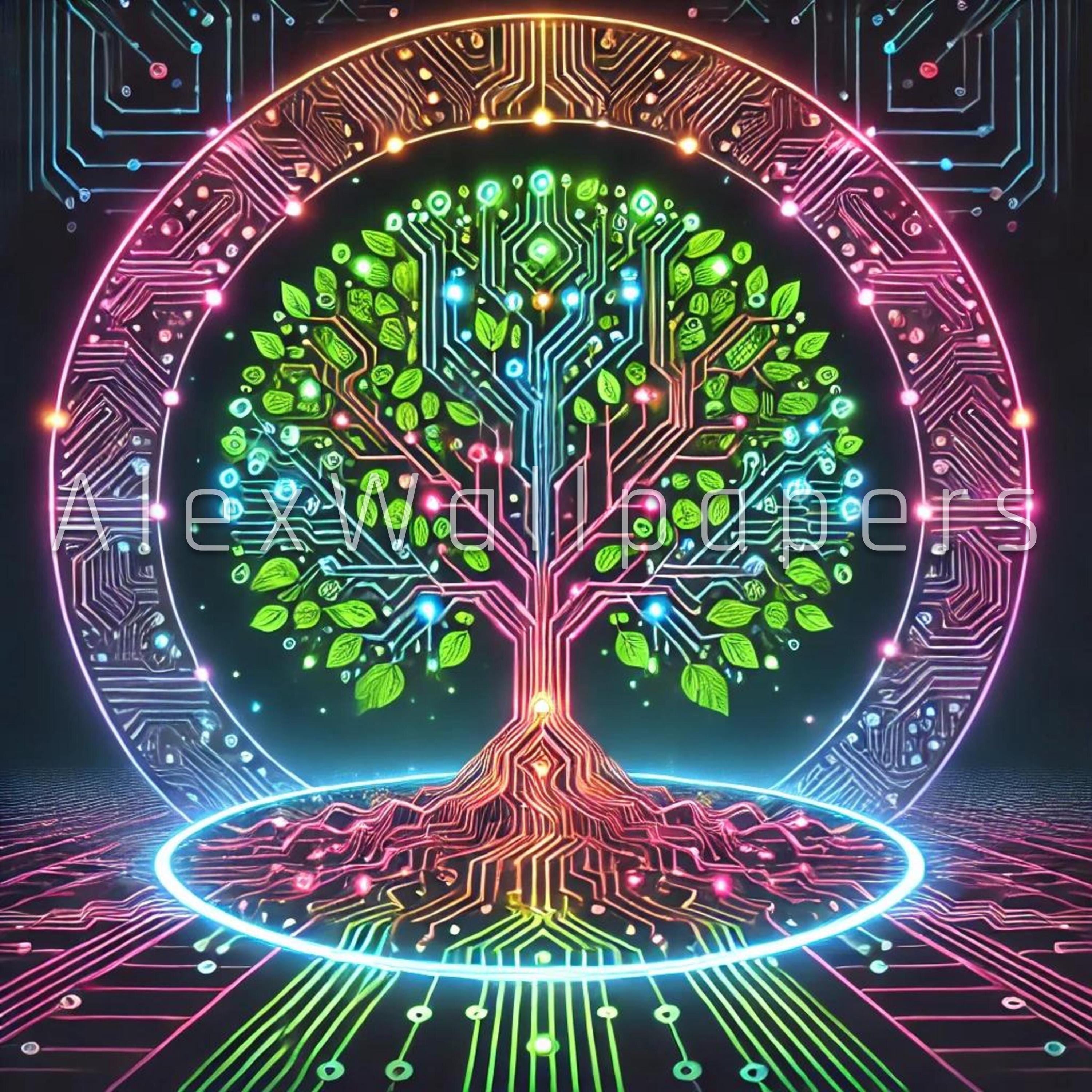 Cyberpunk Trees of Life 300 DPI Pxl 3600x3600jpeg Print Wall Screen T ...