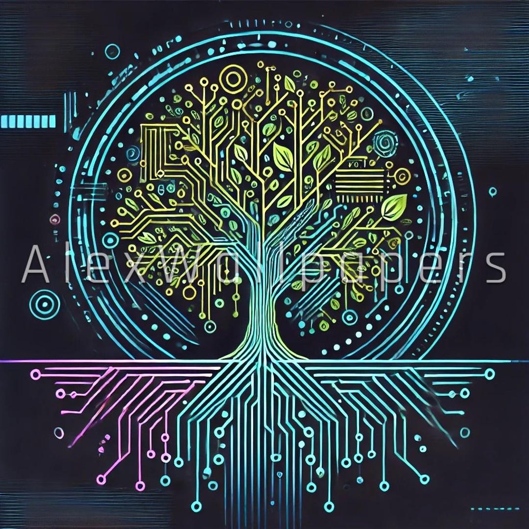 Cyberpunk Trees of Life -300 DPI Pxl 3600x3600jpeg Print Wall Screen T ...