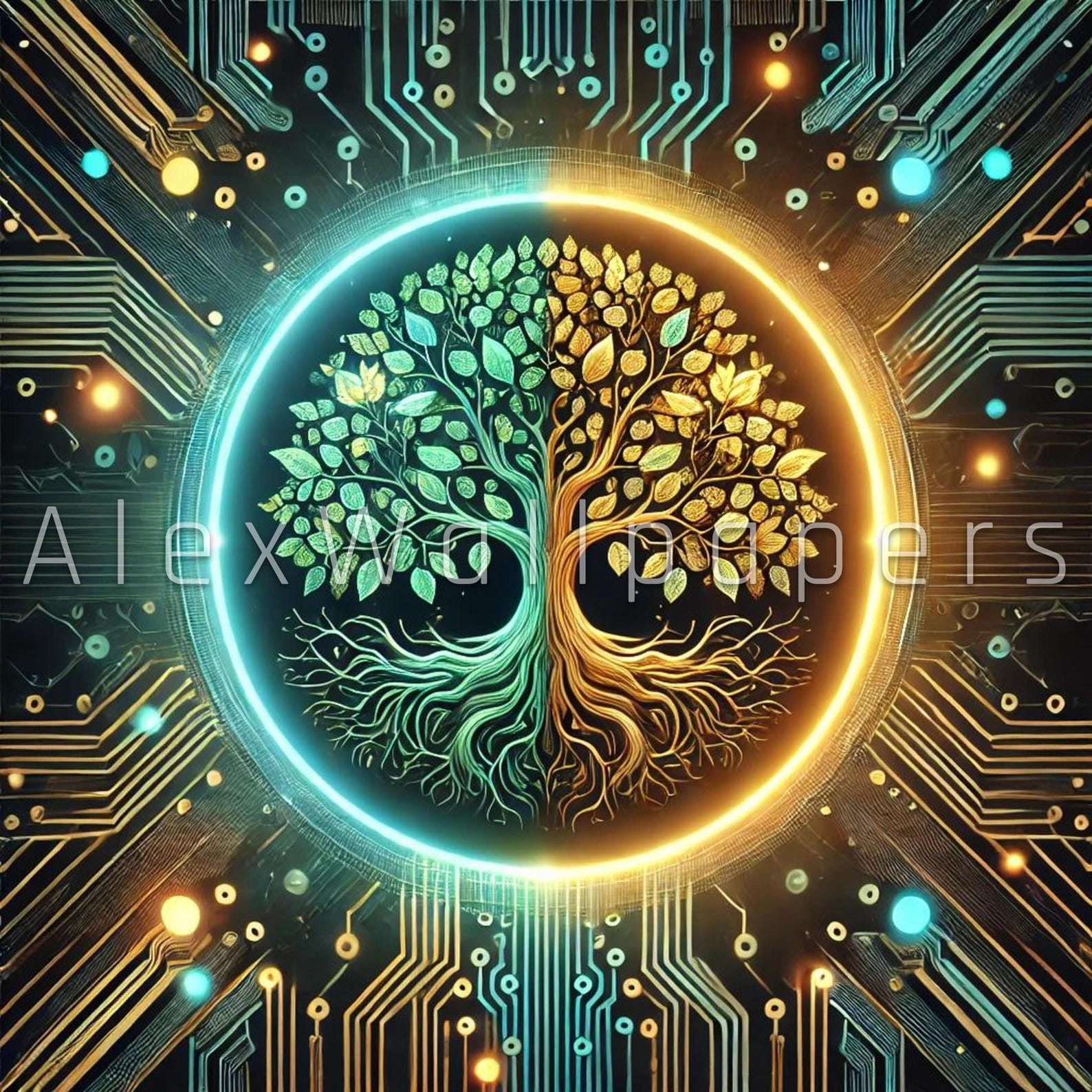 Cyberpunk Trees of Life 300 DPI Pxl 3600x3600jpeg Print Wall Screen T ...