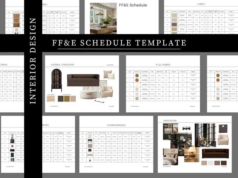 Interior Design Finishes and Fixtures Schedule Template, Canva Template ...