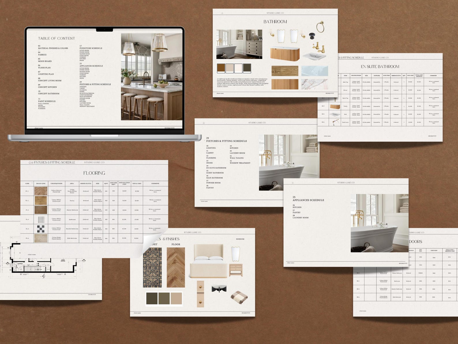 Interior Design Finishes and Fixtures Schedule Template, Canva Template ...