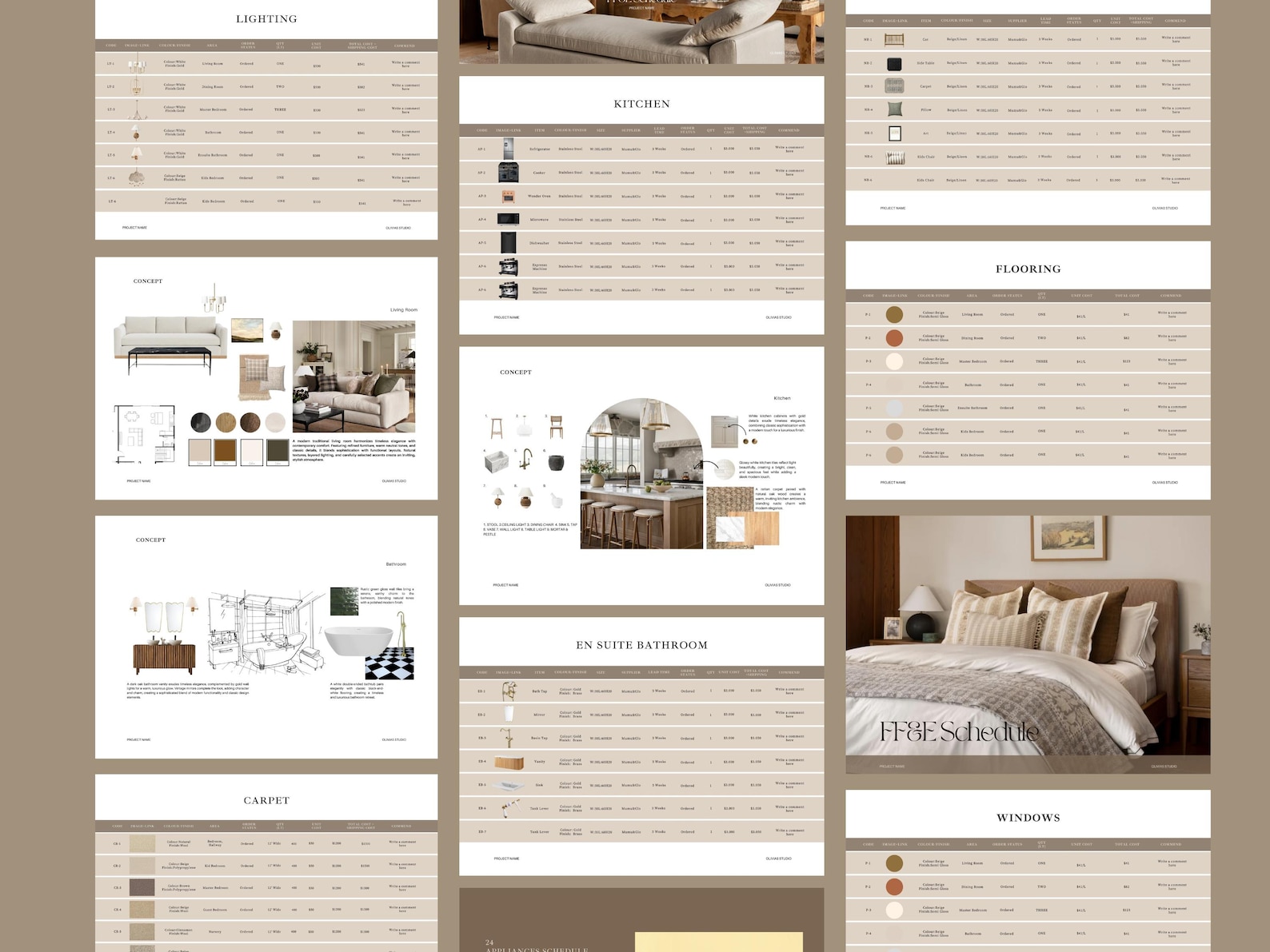 Interior Design Finishes and Fixtures Schedule Template, Canva Template ...