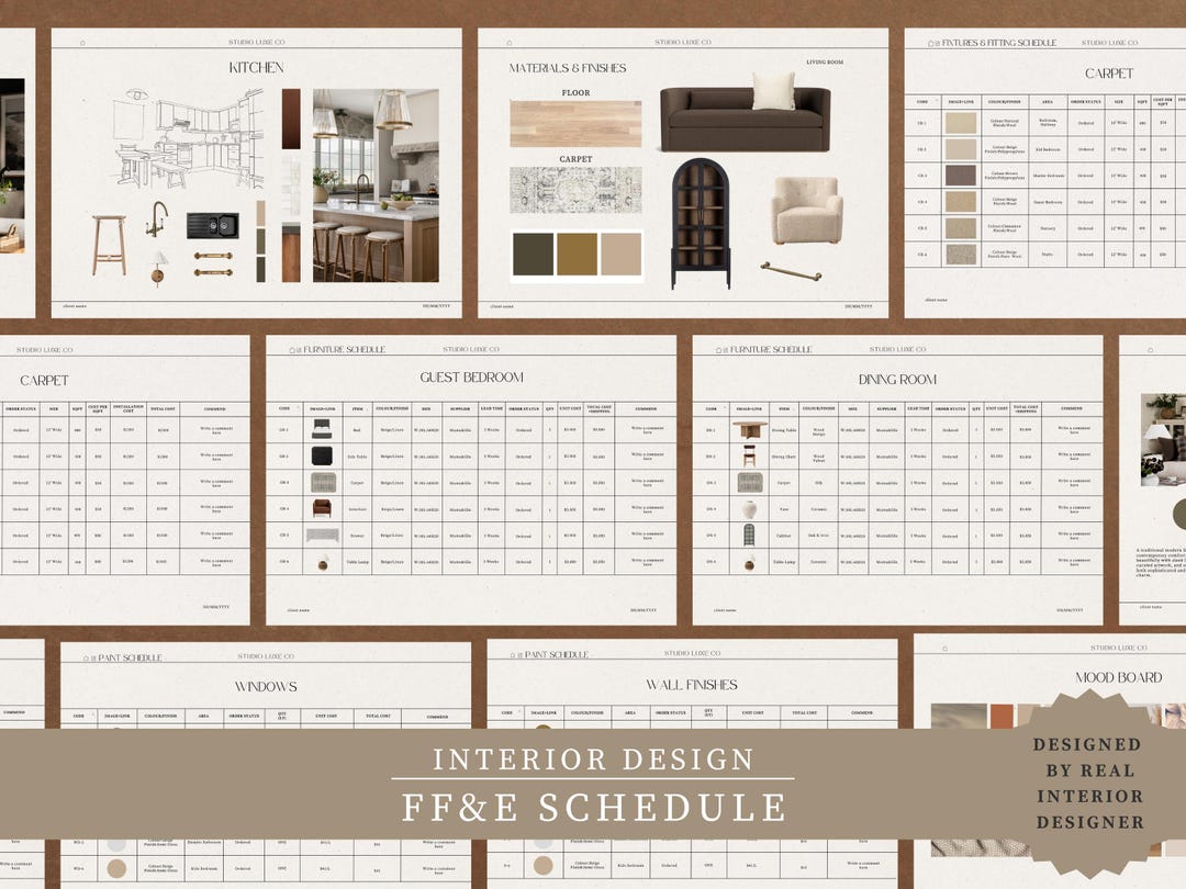 Interior Design Finishes and Fixtures Schedule Template, Canva Template ...
