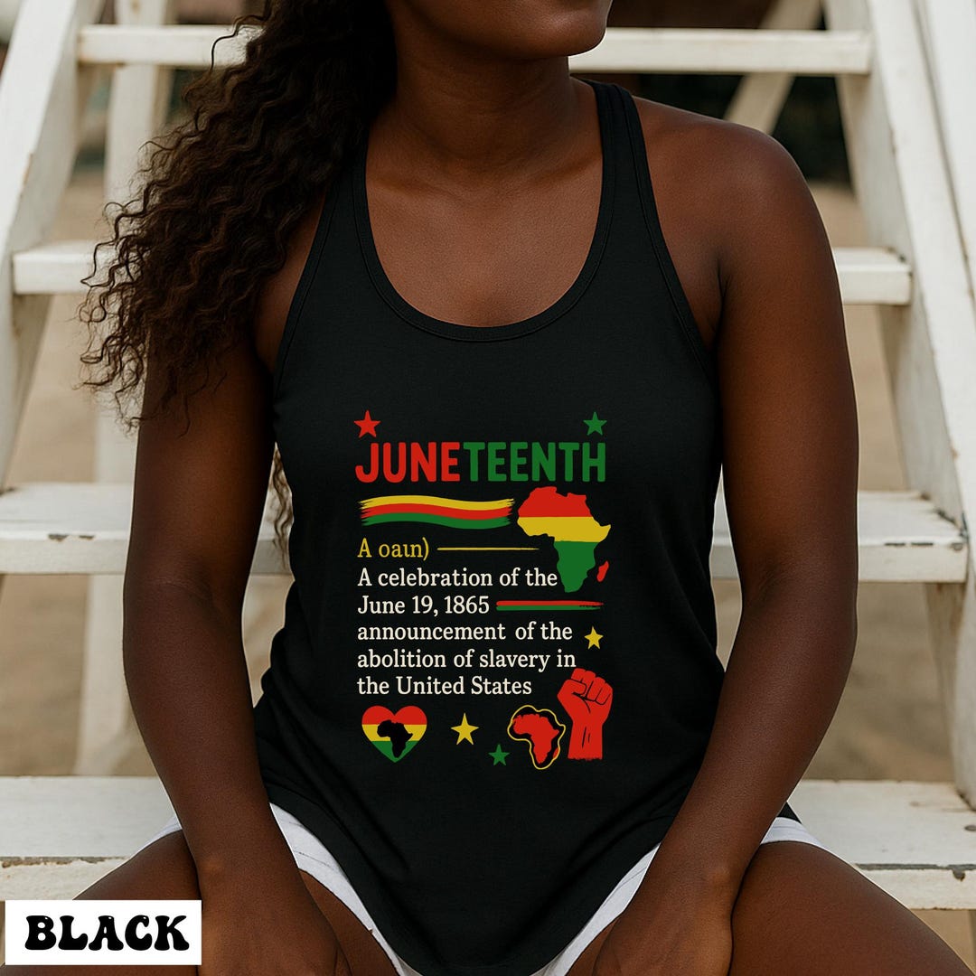Juneteenth Definition Noun Racerback, Black American Freedom Crop Tank ...