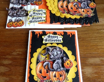 Halloween Black Cat Card or Card Kit - Etsy