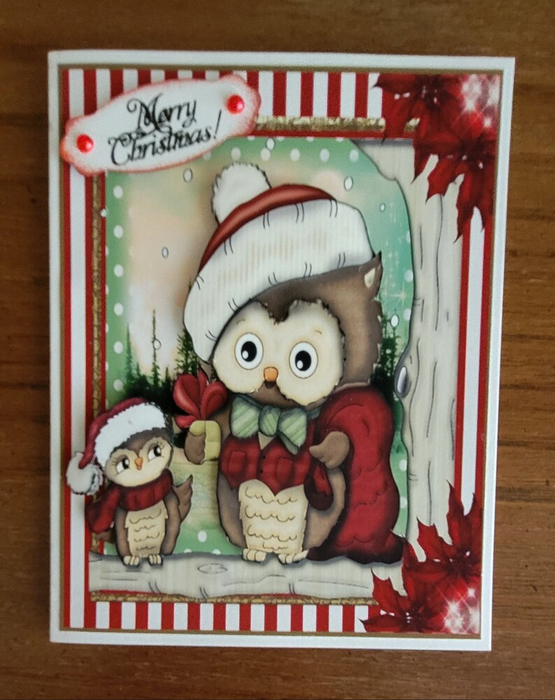 Christmas Owls Card, Merry Christmas, Card for Friends, 3D Card ...