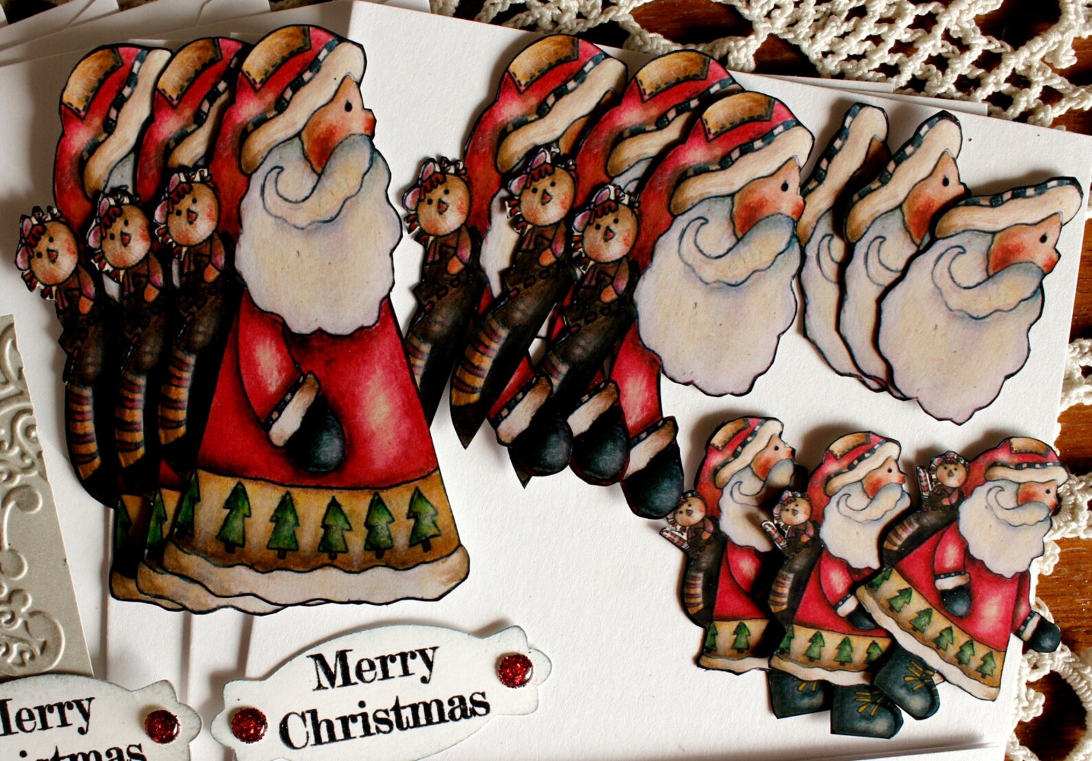 DIY Card Kit-primitive Santa Card Kit, Christmas Santa Card Kit, Father ...