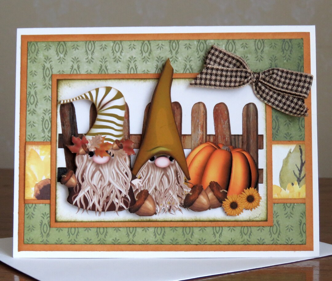 Fall Gnomes Card, Handmade Card, Autumn Greeting Card, All Occasion ...