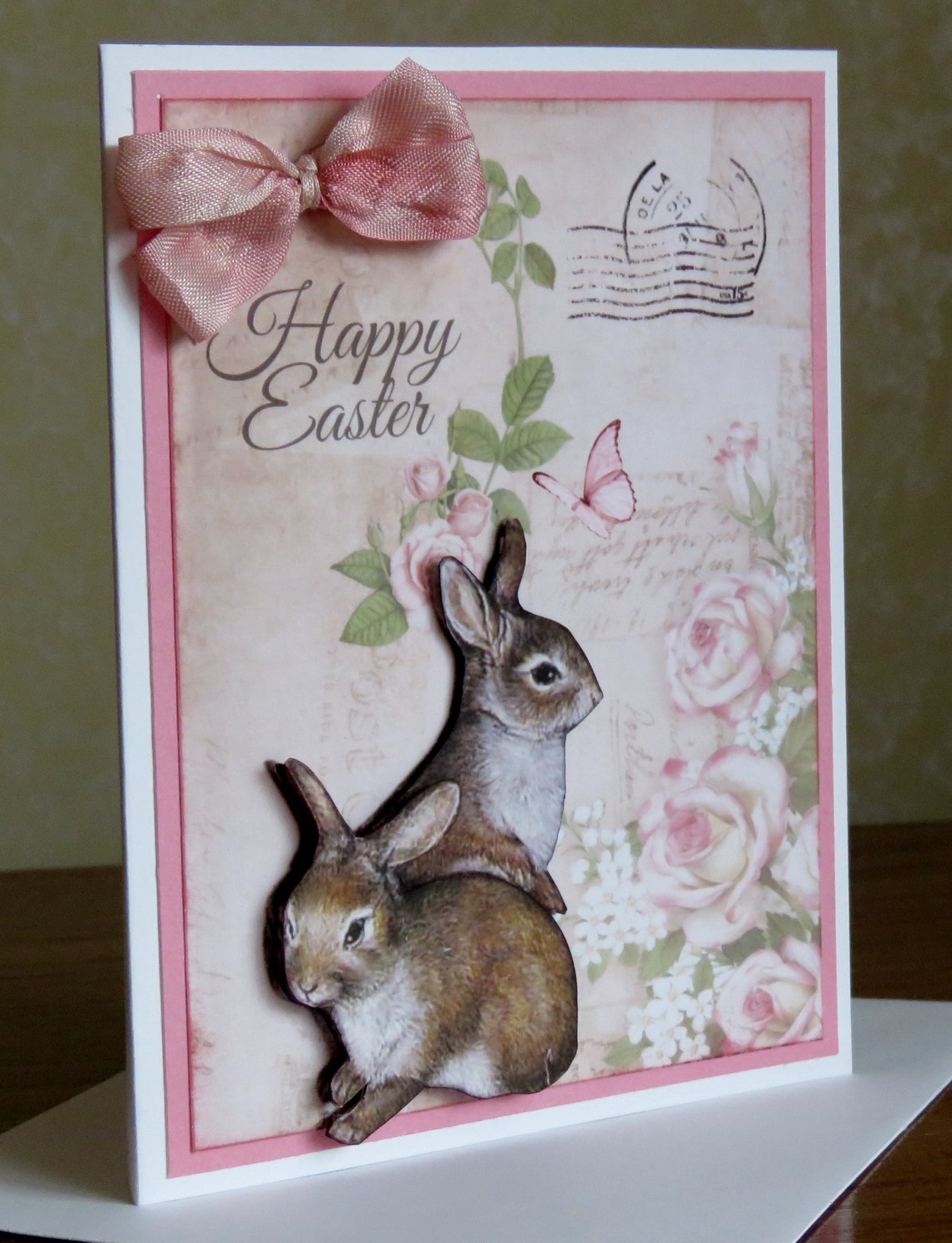DIY Vintage Easter Bunnies Card Kit Easter Greetings Bunnies - Etsy