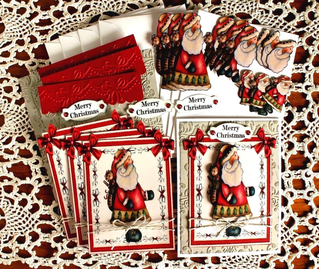 DIY Card Kit-primitive Santa Card Kit, Christmas Santa Card Kit, Father ...