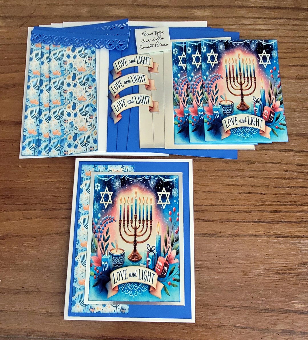 DIY Handmade Hanukkah Greeting 4 Card Kit, Menorah, Happy Hanukkah ...