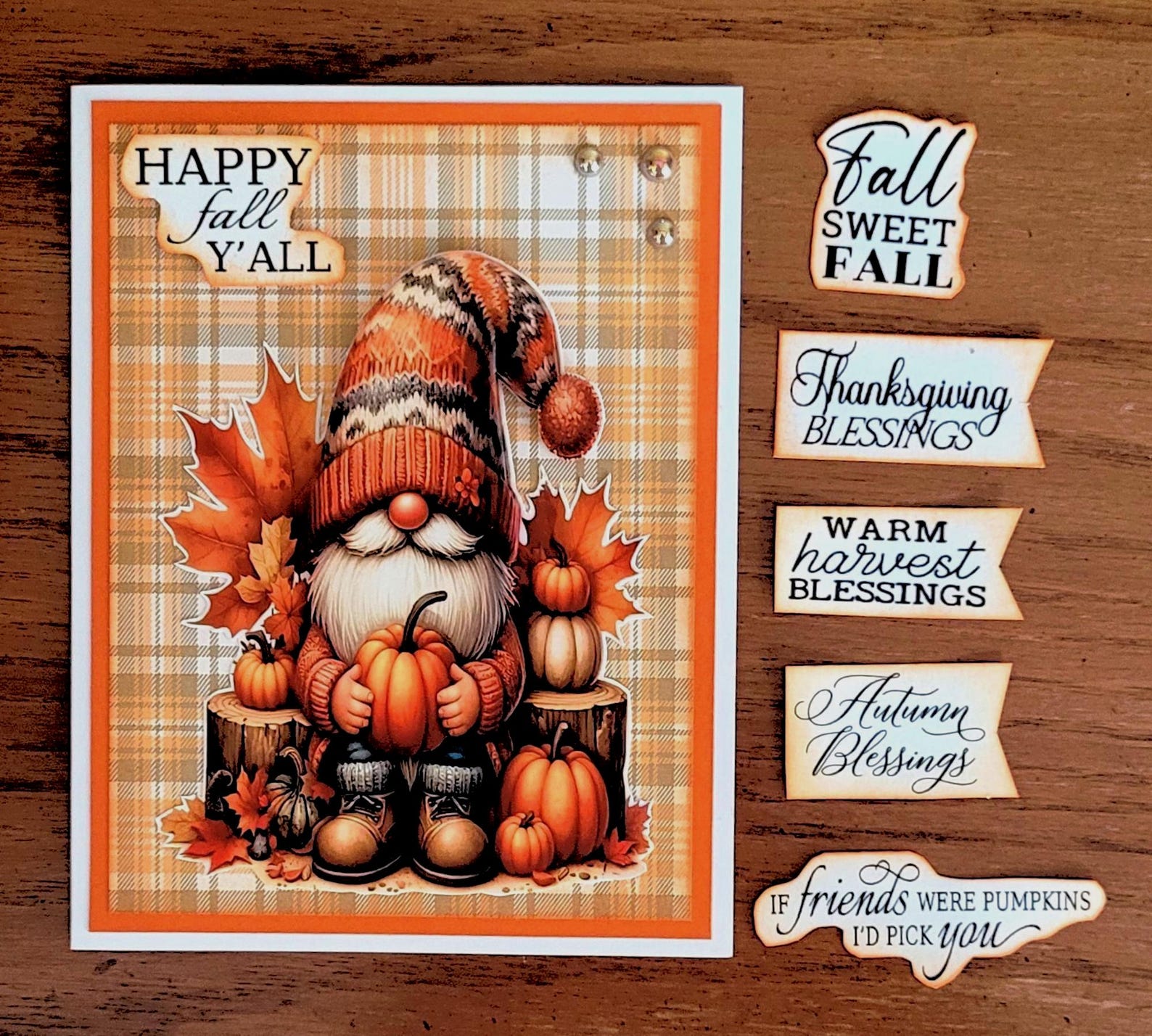 3D Fall Gnome With Pumpkins Card Kit, Happy Thanksgiving, Autumn ...