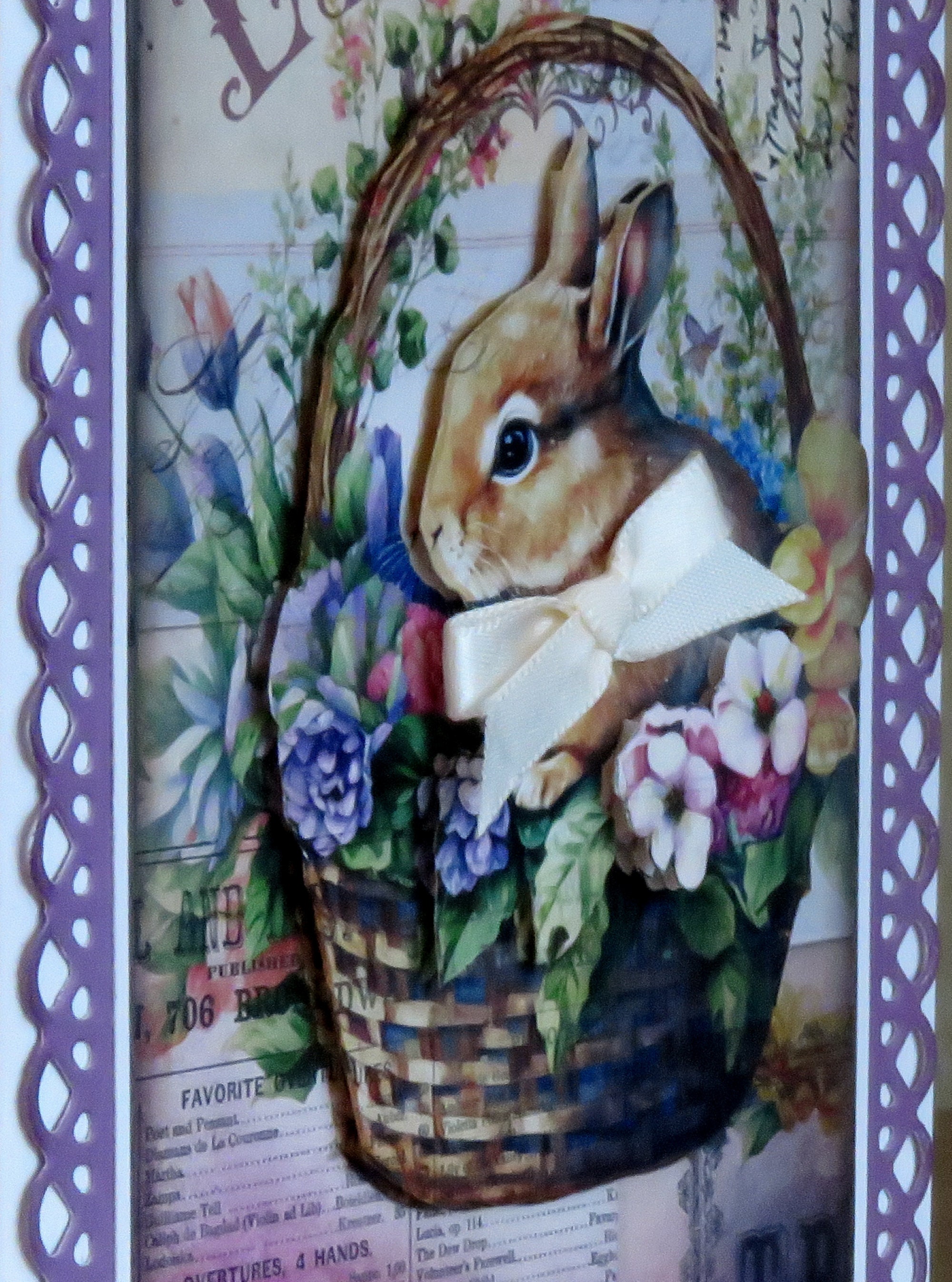 DIY Easter Bunny in Flower Basket 3D Card Kit, Easter Card, Easter ...