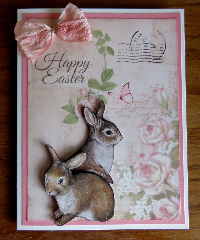 DIY Vintage Easter Bunnies Card Kit Easter Greetings Bunnies - Etsy