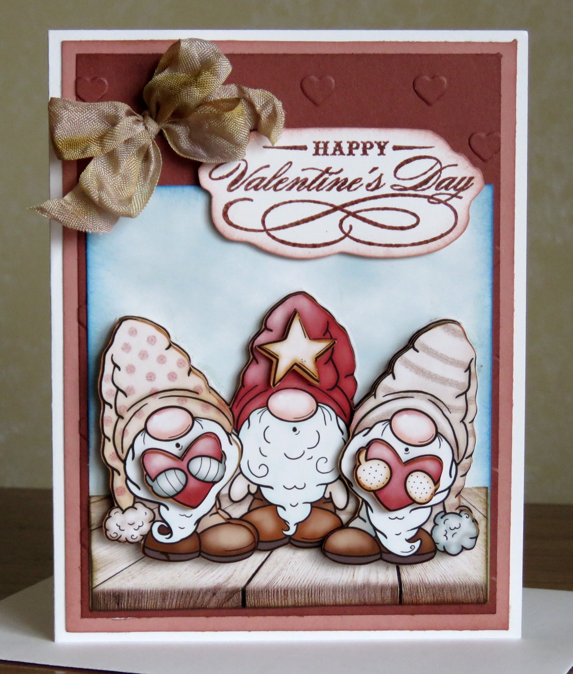 DIY 3D Gnomes Valentine 4 Card Kit, Happy Valentine's Day, Valentine ...