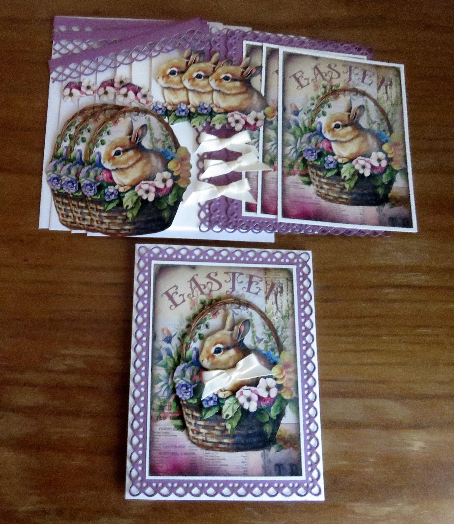 DIY Easter Bunny in Flower Basket 3D Card Kit, Easter Card, Easter ...