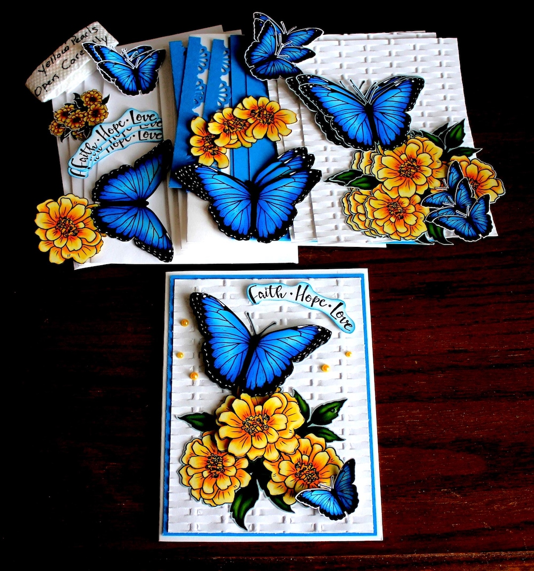 DIY 3D 4 Card Kit, All Occasion Cards, Thinking of You, Hand Stamped ...
