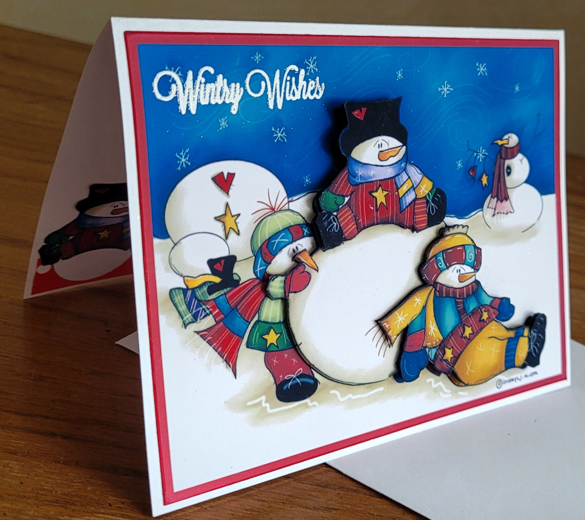 Building a Snowman 3D Card, Wintry Wishes, Birthday Card, Handmade Card ...