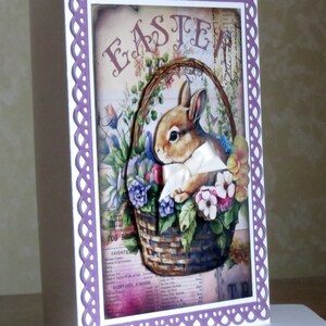Easter Bunny in Flower Basket Card, Easter Card, Easter Bunny Card ...