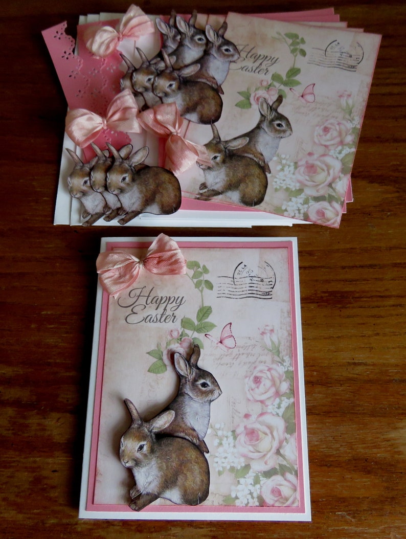 DIY Vintage Easter Bunnies Card Kit Easter Greetings Bunnies - Etsy