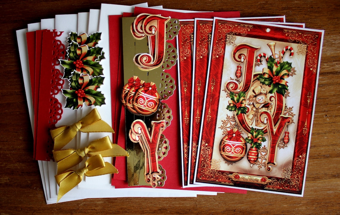 DIY Card Kit Traditional Holiday Card Joy Holiday Card - Etsy