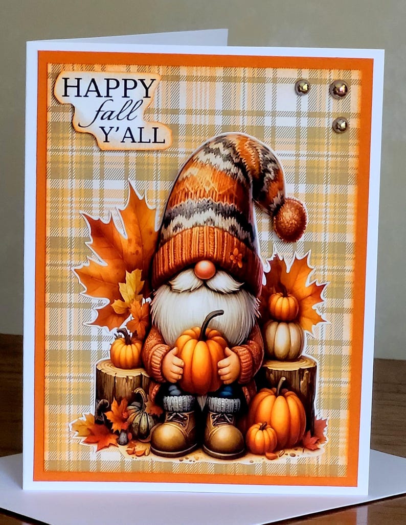 3D Fall Gnome With Pumpkins Card Kit, Happy Thanksgiving, Autumn ...