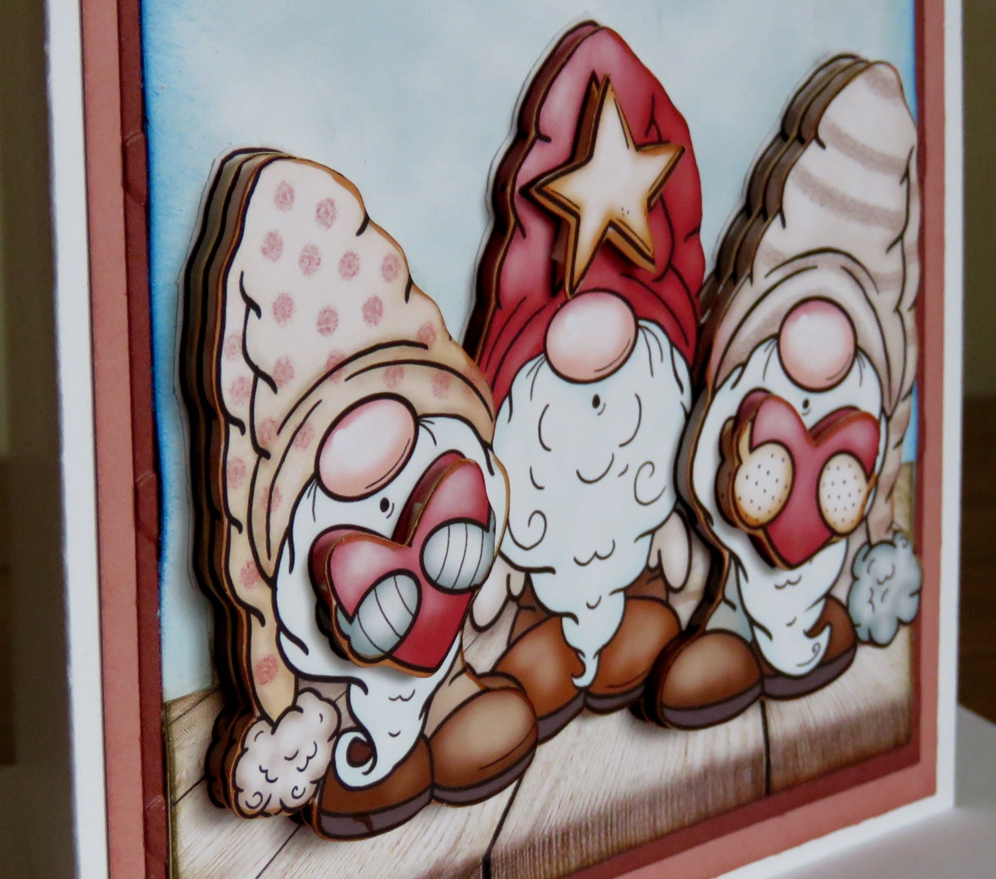 DIY 3D Gnomes Valentine 4 Card Kit, Happy Valentine's Day, Valentine ...