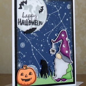 Cute Gnome Halloween Card, Hand Stamped Cards, Halloween Cards, Spooky ...